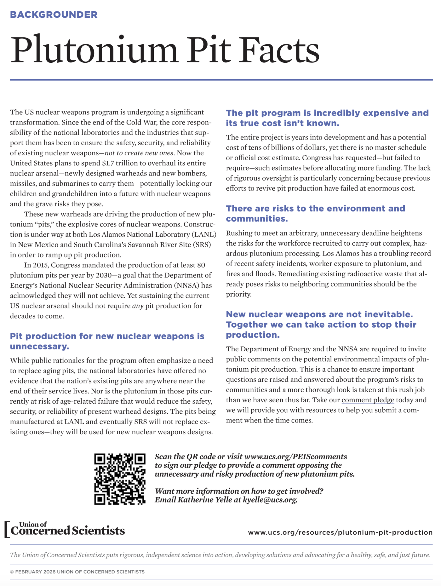 Plutonium Pit Production Programmatic Environmental Impact Statement ...